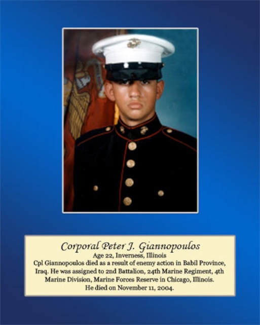 Giannopoulos, Cpl. Peter J. > U.S. Marine Corps Forces Reserve > Biography