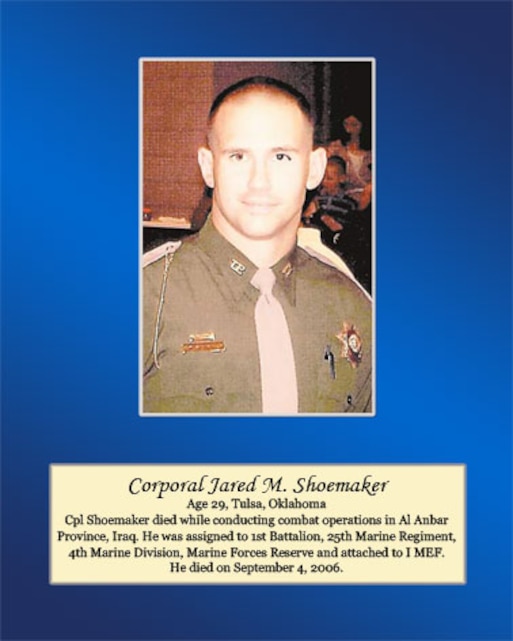 Shoemaker, Cpl. Jared M. > U.S. Marine Corps Forces Reserve > Biography