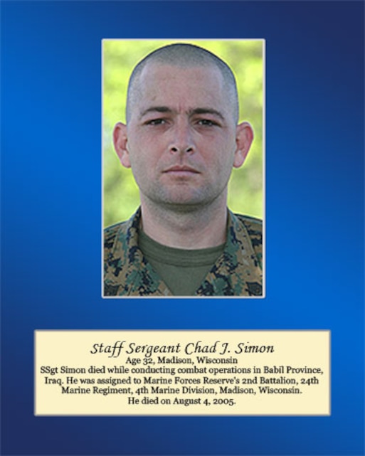 Simon, Staff Sgt. Chad J. > U.S. Marine Corps Forces Reserve > Biography