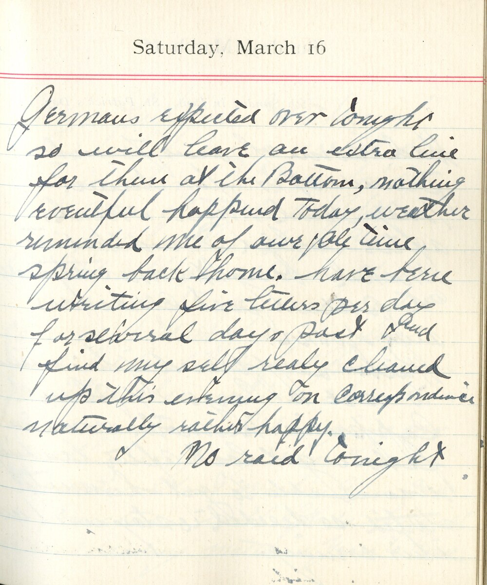 Eddie V. Rickenbacker WWI Diary > National Museum of the United States ...