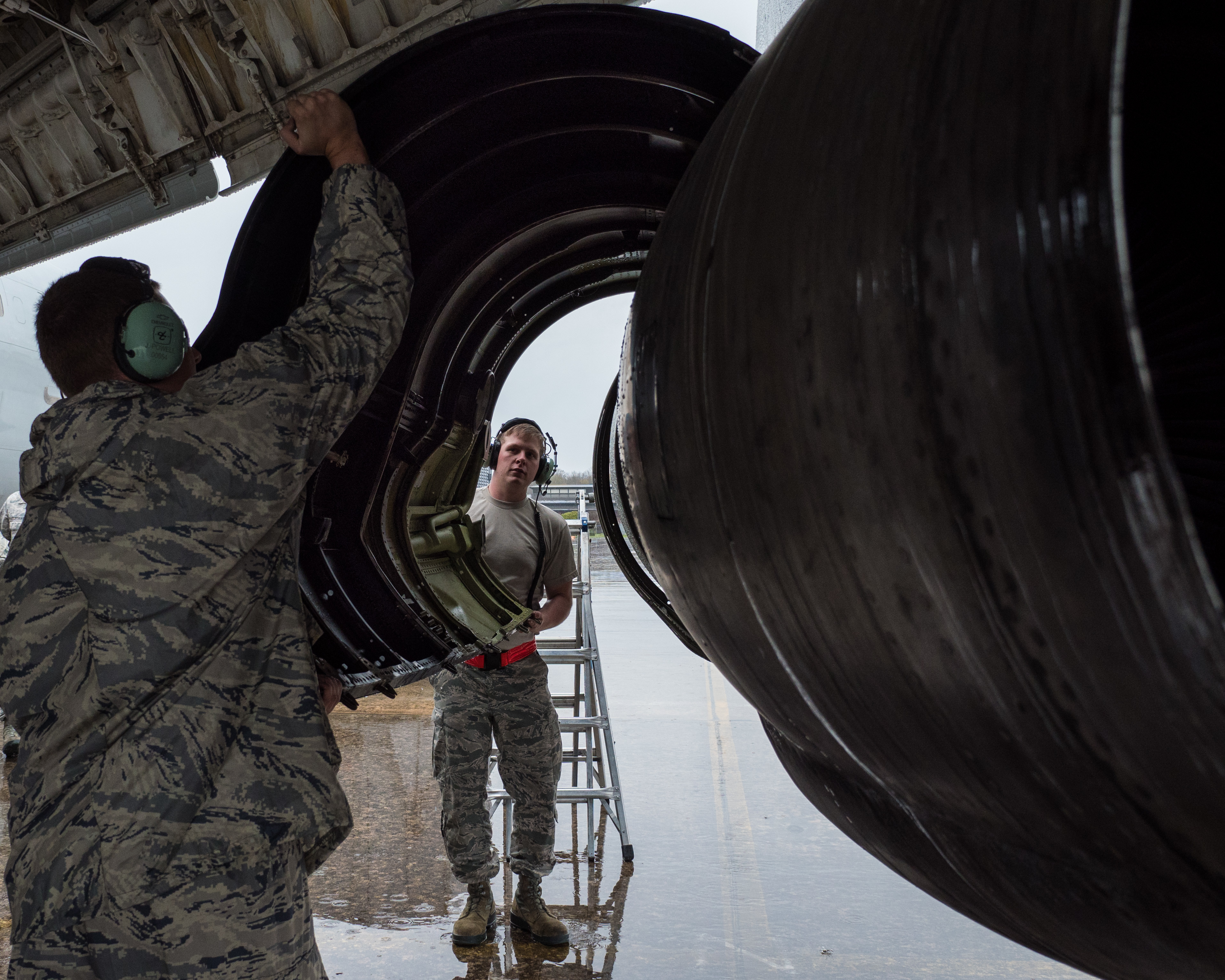 Aerospace propulsion technicians at work