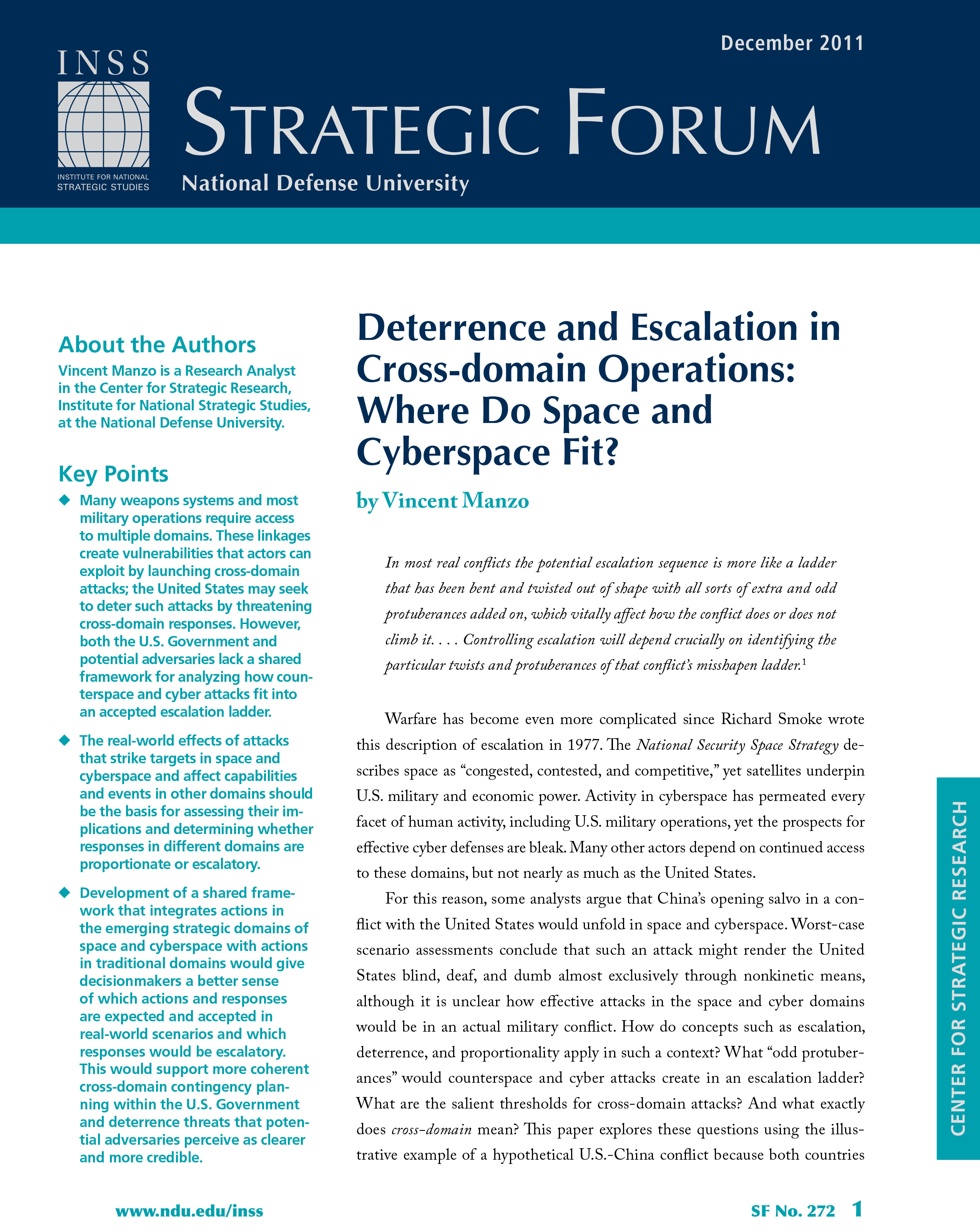 Deterrence and Escalation in Cross-domain Operations: Where Do Space ...