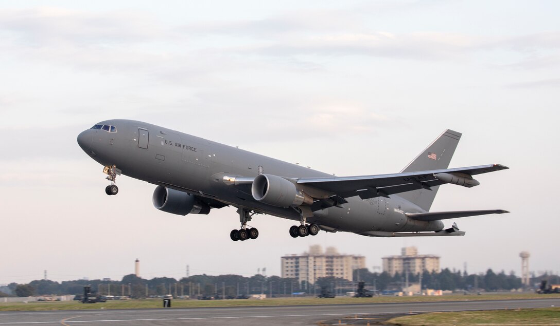 A Boeing KC-46 visits Yokota