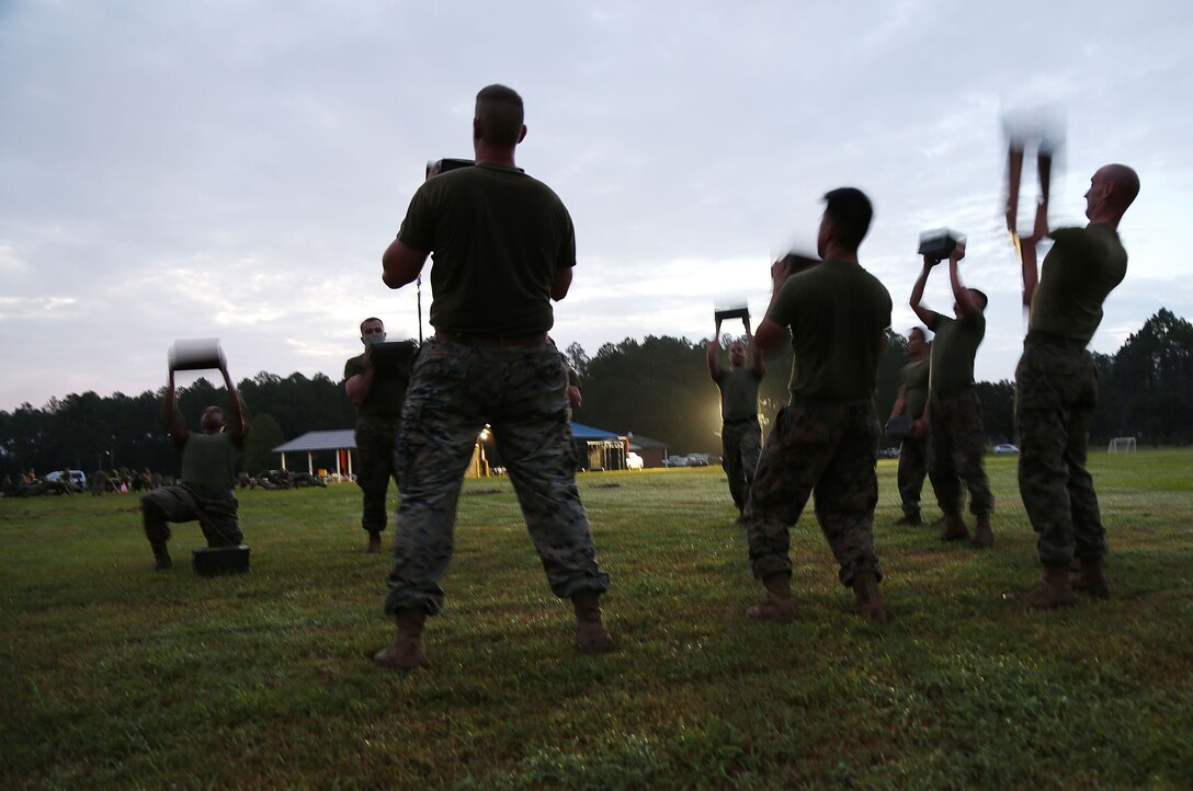 LOGCOM Marines participate in circuit course for PT session