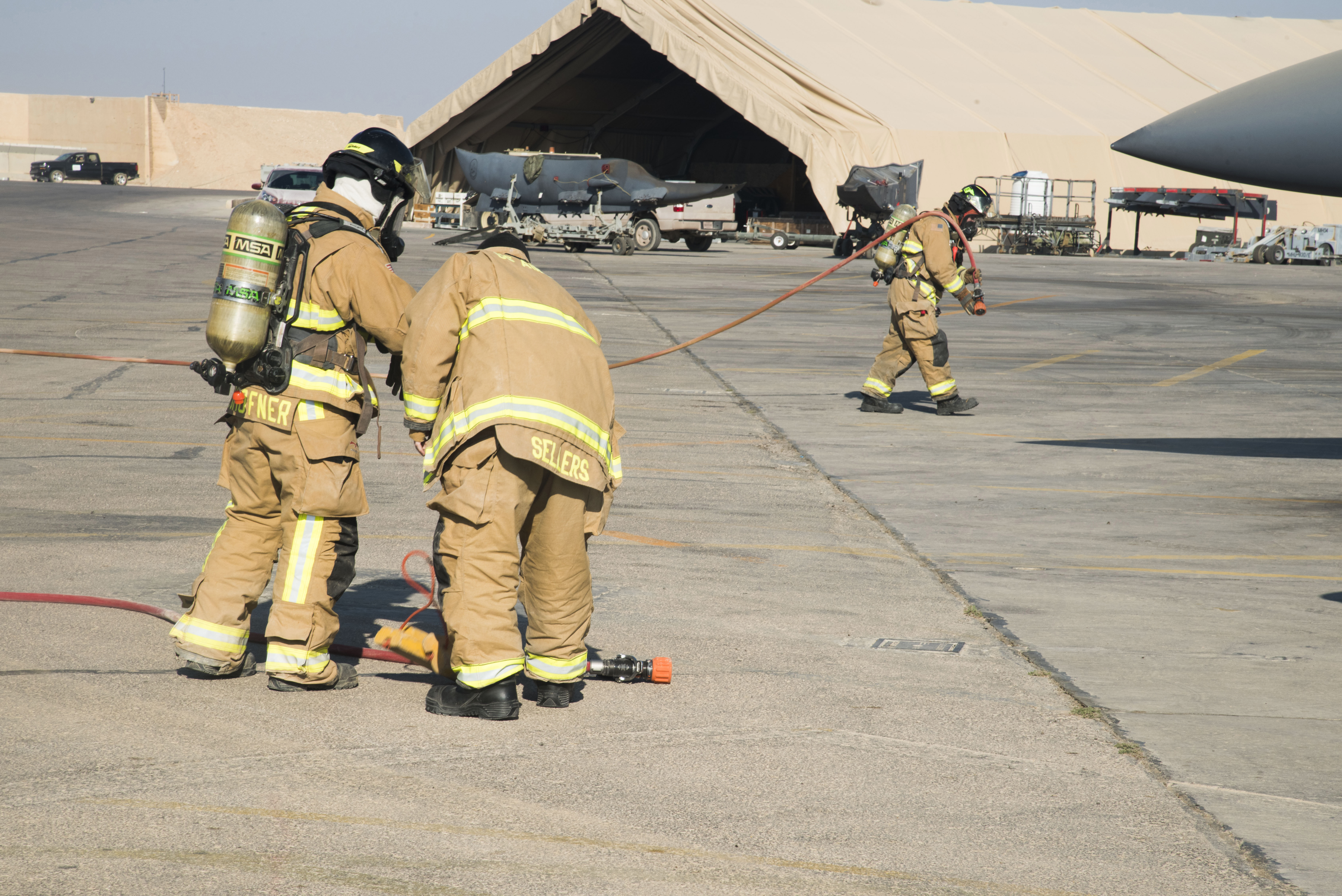 332nd ECES completes firefighter exercise > U.S. Air Forces Central > News