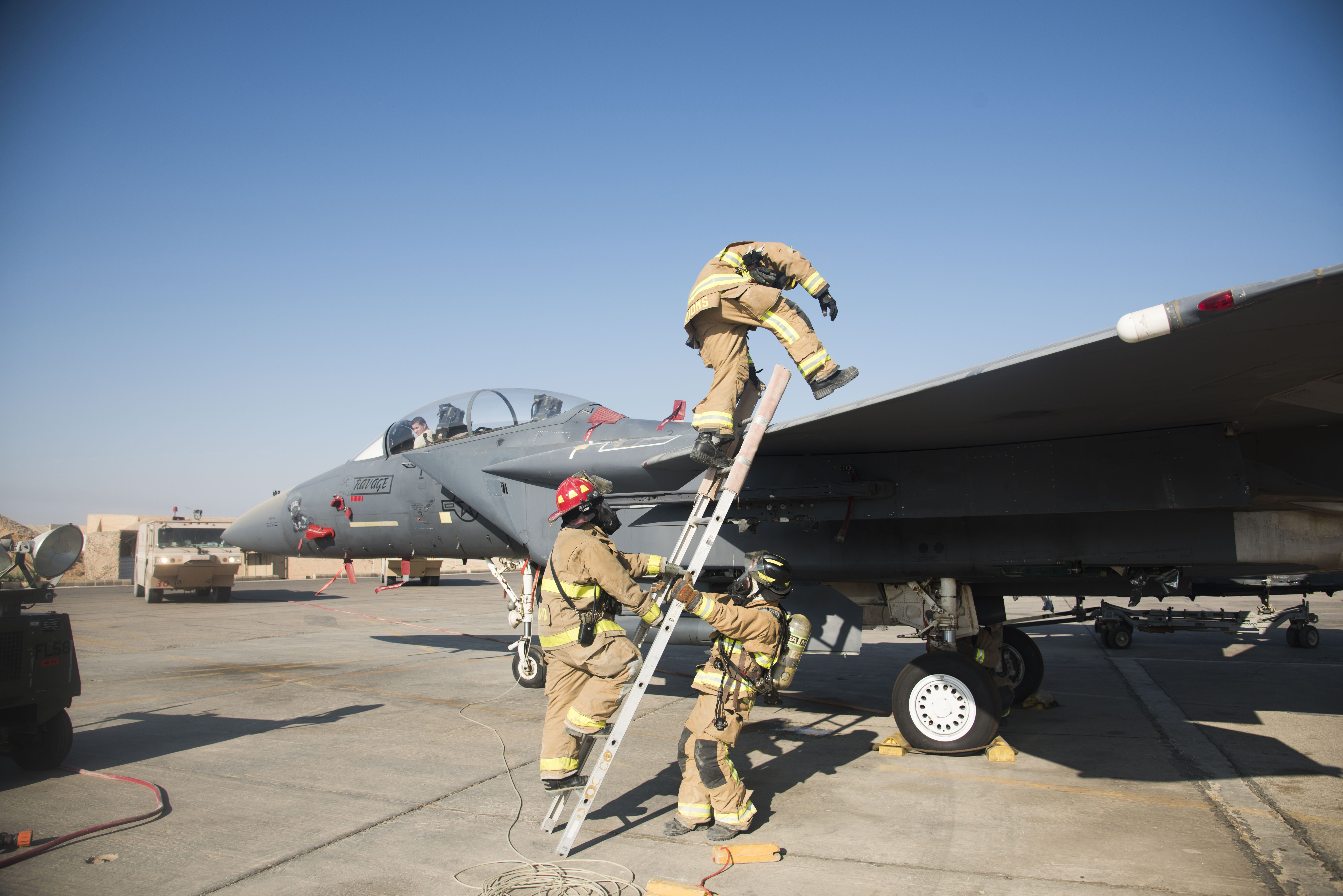 332nd ECES completes firefighter exercise > U.S. Air Forces Central > News