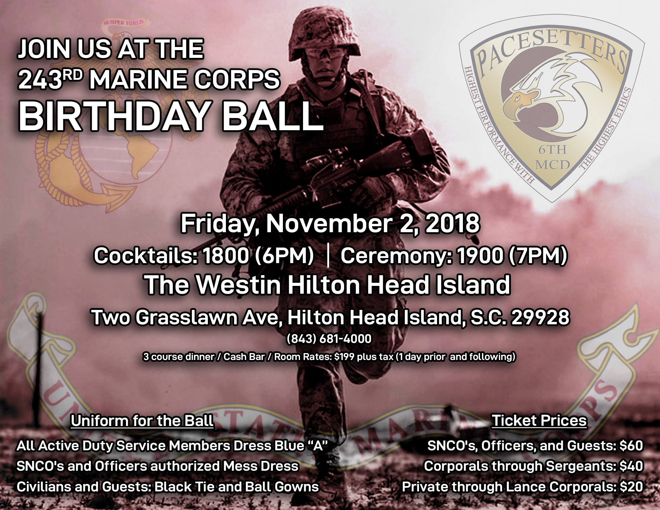 6MCD 243rd Marine Corps Birthday Ball Flyer