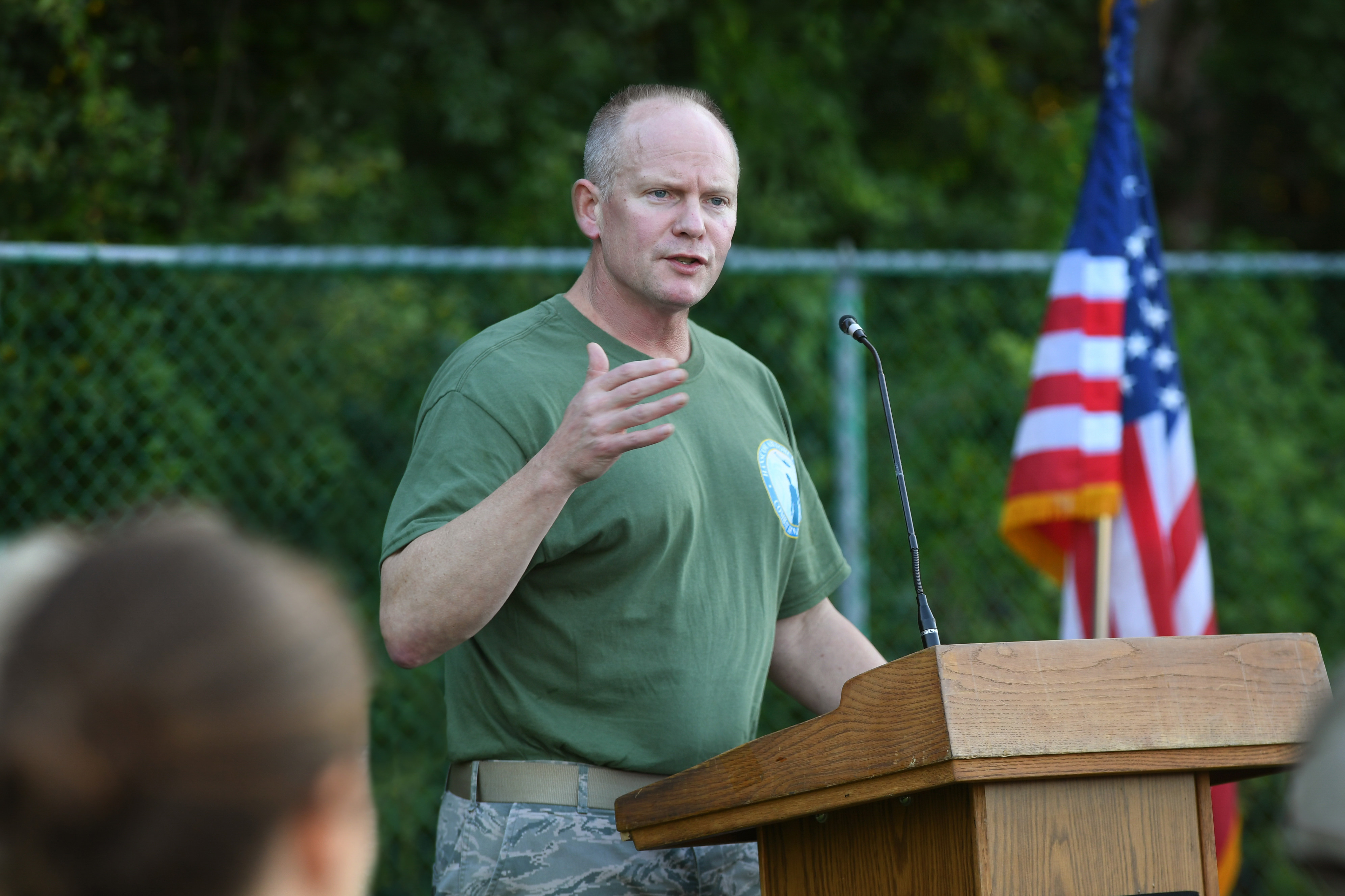 Schmidt speaks during Combat Dining In