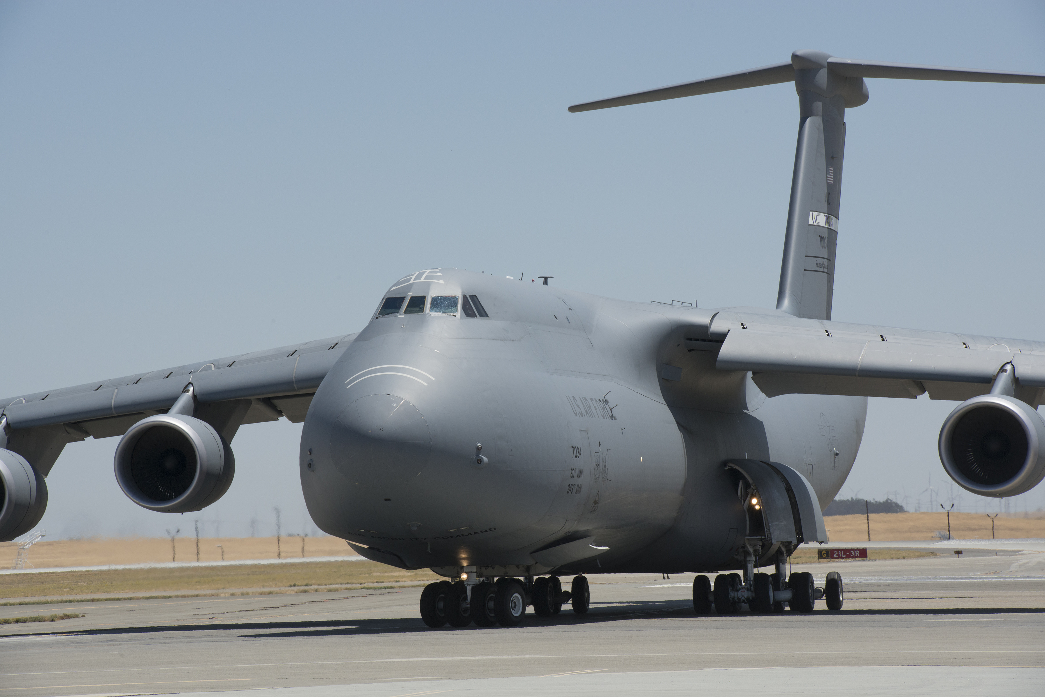 A C-5 M Super Galaxy on the ramp at Travis AFB, Calif., July 28, 2015 ...