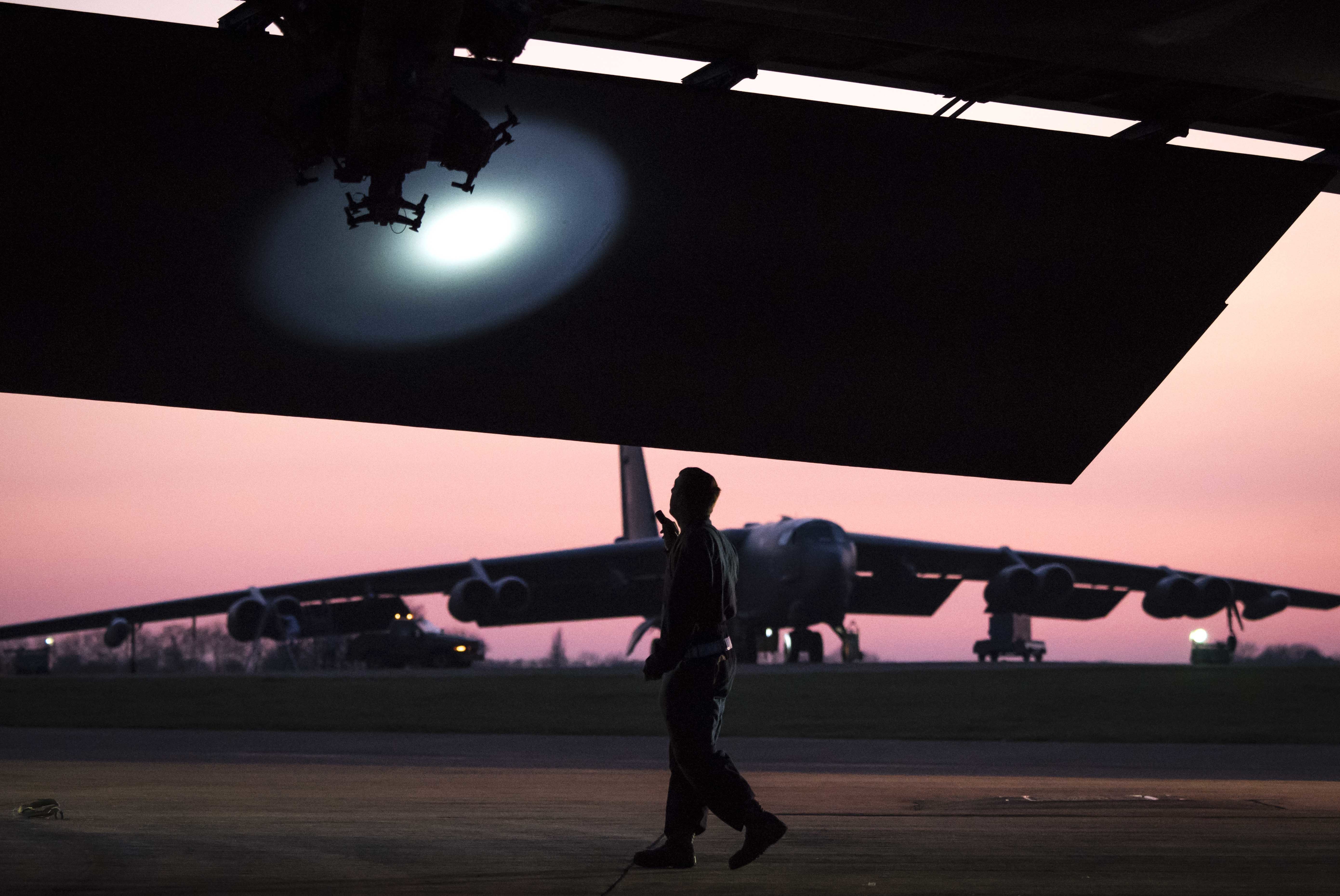 B-52 Stratofortress evening inspection