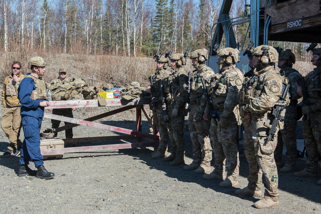 U.S. Coast Guardsmen with MSRT-W tackle training at JBER