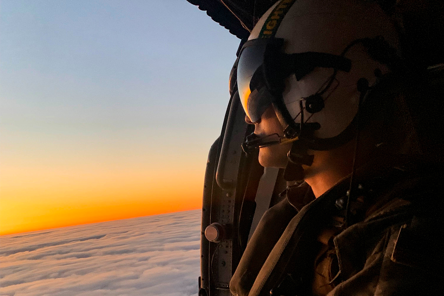 The view from the door of an MH-60S Seahawk flying over the Pacific ...