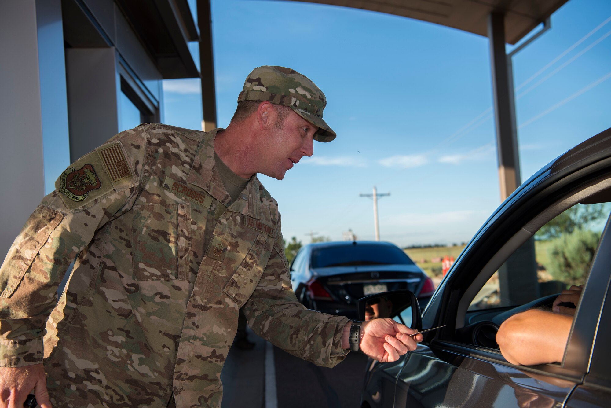 First sergeants check IDs at Schriever AFB gate > Air Force Test Center ...