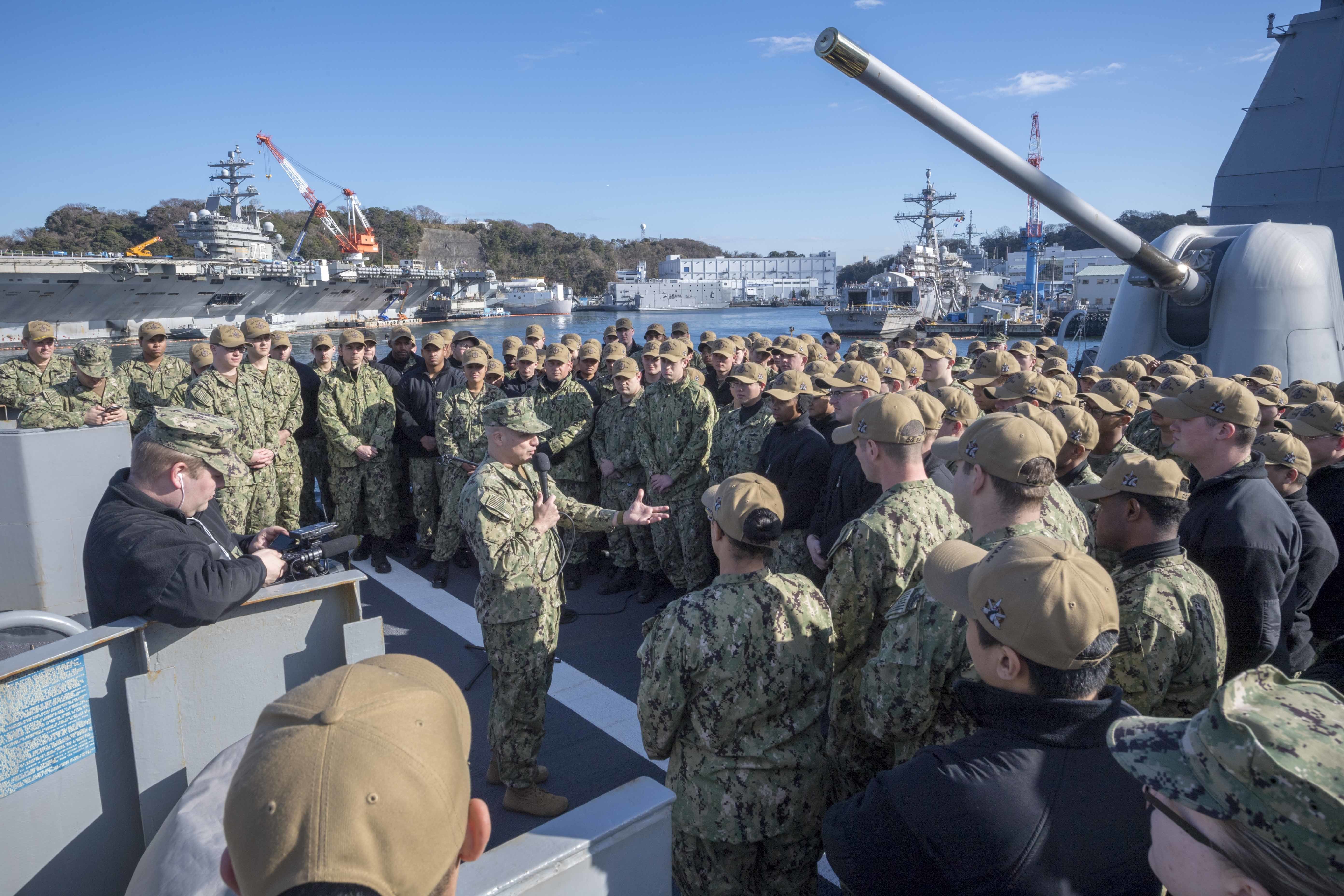 MCPON Initiates Conversation with Sailors Aboard USS Antietam ...