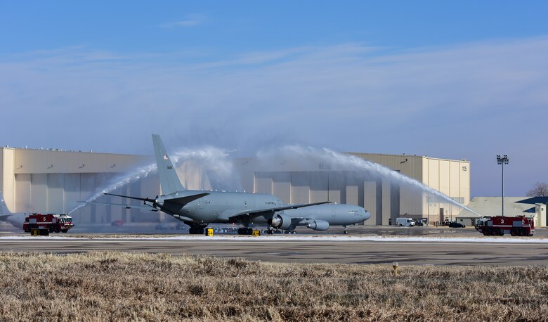 KC-46 recieves water salute > McConnell Air Force Base > News
