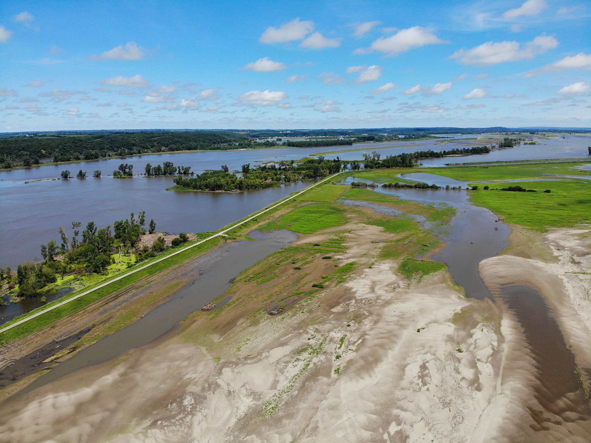 Levee 575a breach repair work July 9, 2019