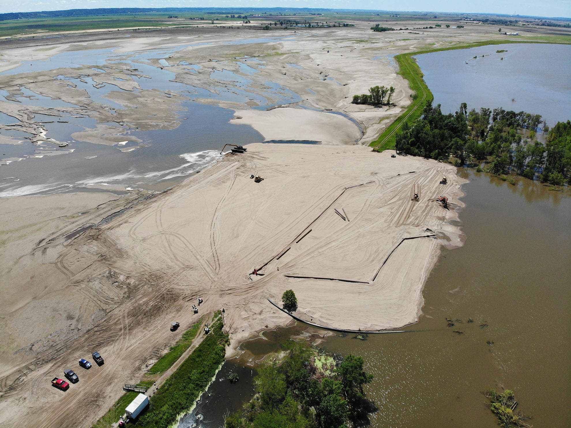 Levee 575a breach repair work July 9, 2019