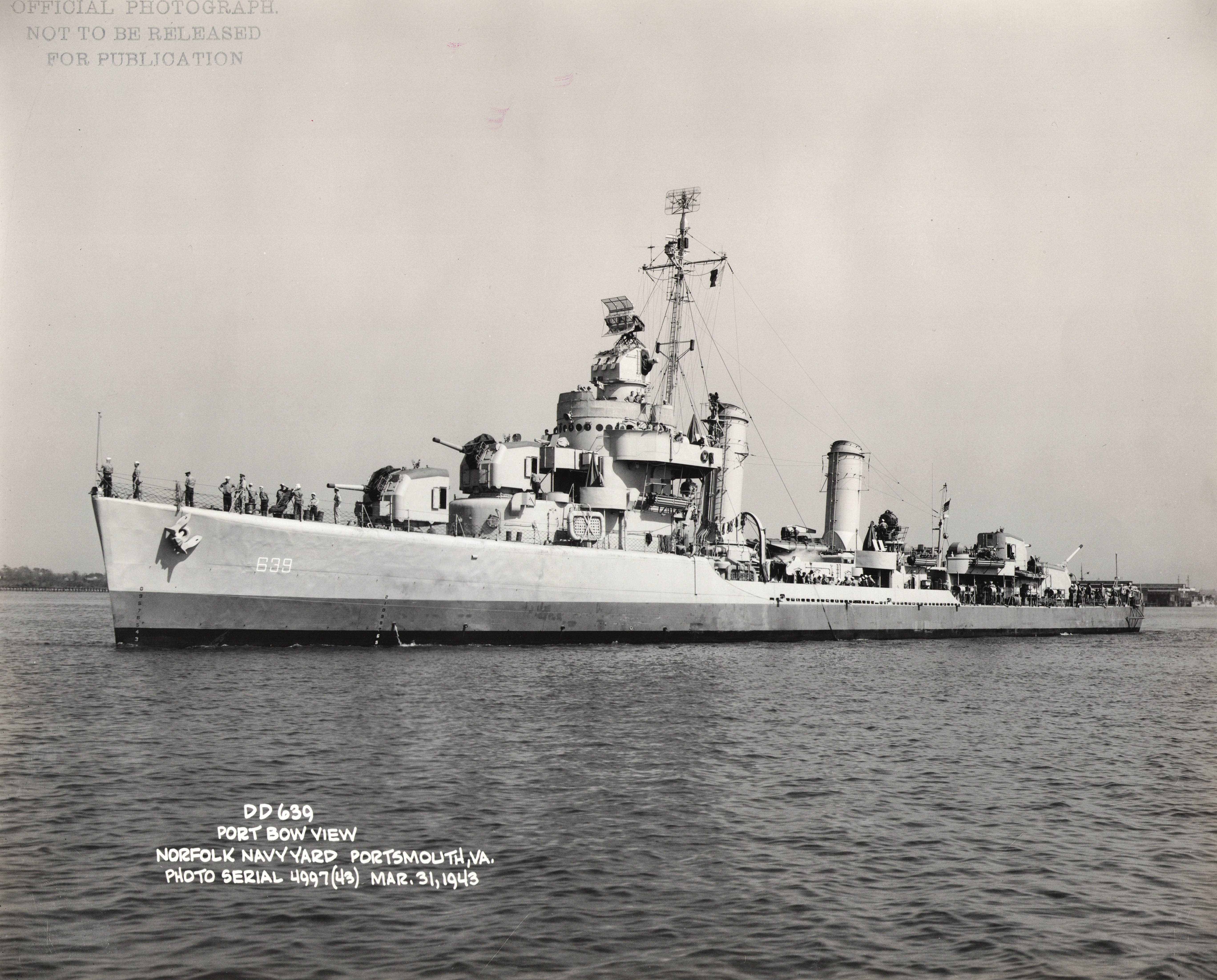 USS Shurbrick (DD 639) at sea