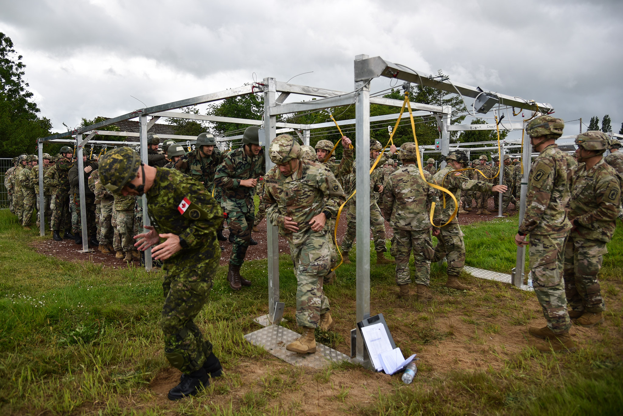 Airborne pre-jump training in Sainte-Mère-Église, France