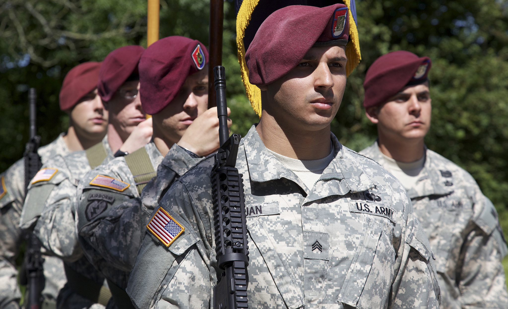 25th Infantry Brigade Combat Team (Airborne) color guard at a ceremony ...