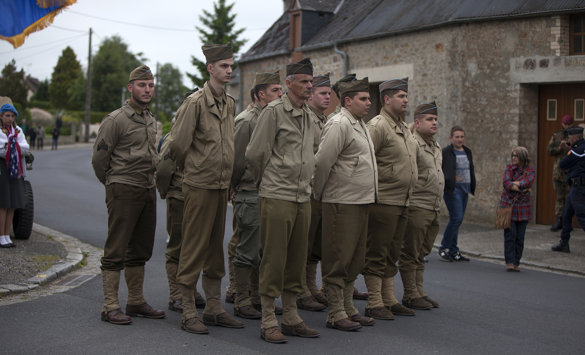 WWII reenactors and French civilians in Picauville, France