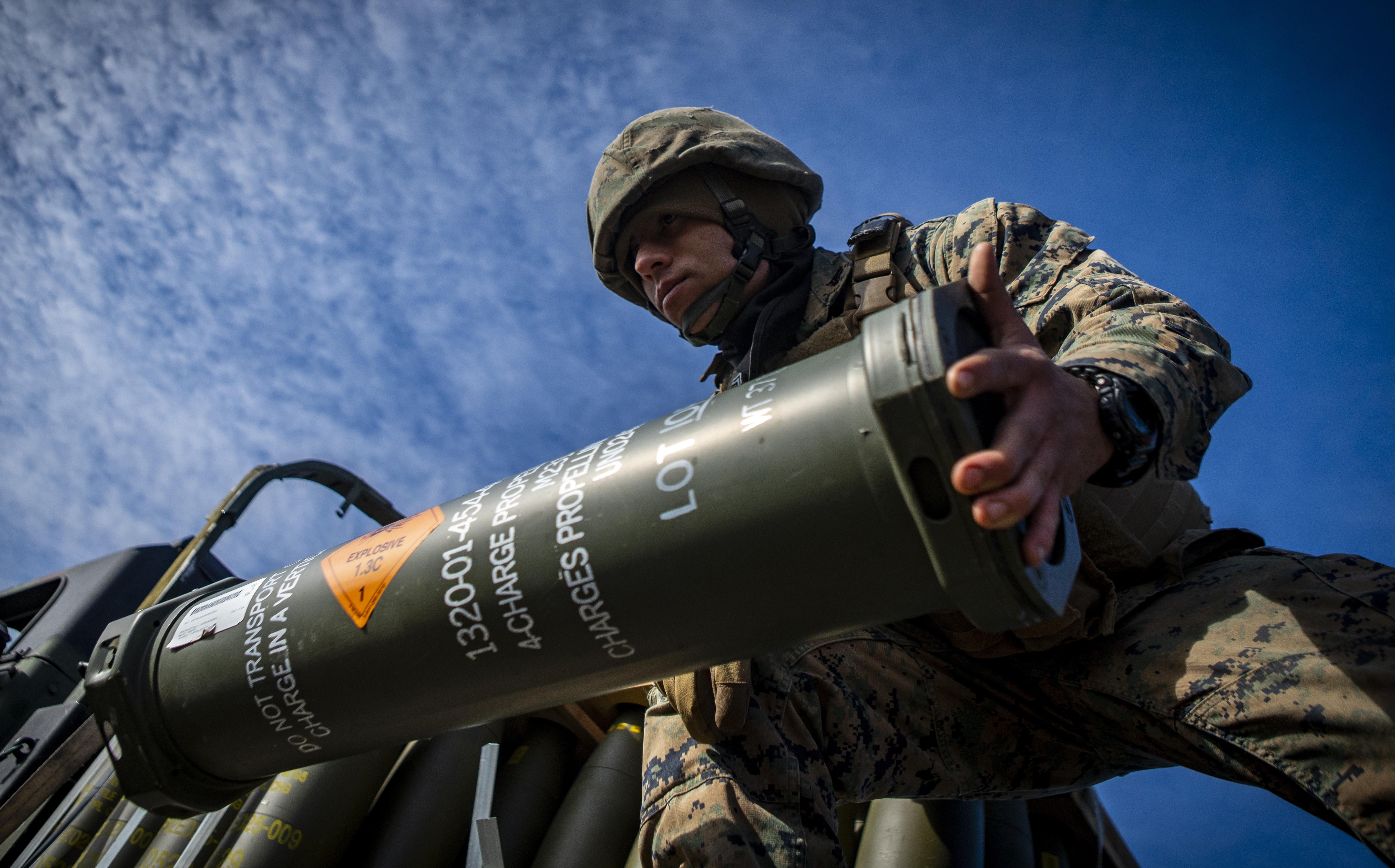 3rd Battalion, 14th Marines Fire M777 Howitzers During Exercise Dynamic ...