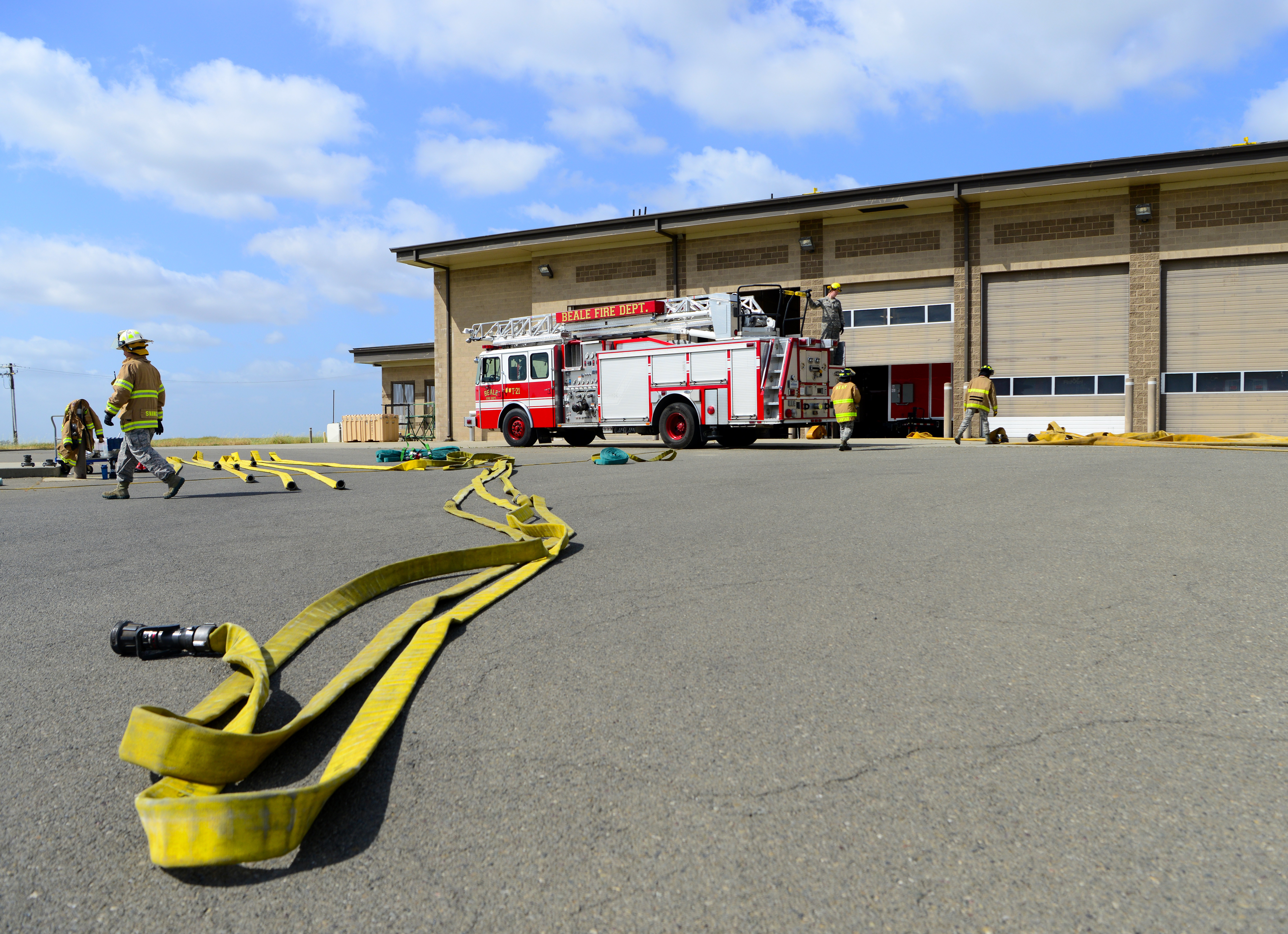 9th CES fire fighters test, certify fire hoses > Beale Air Force Base ...