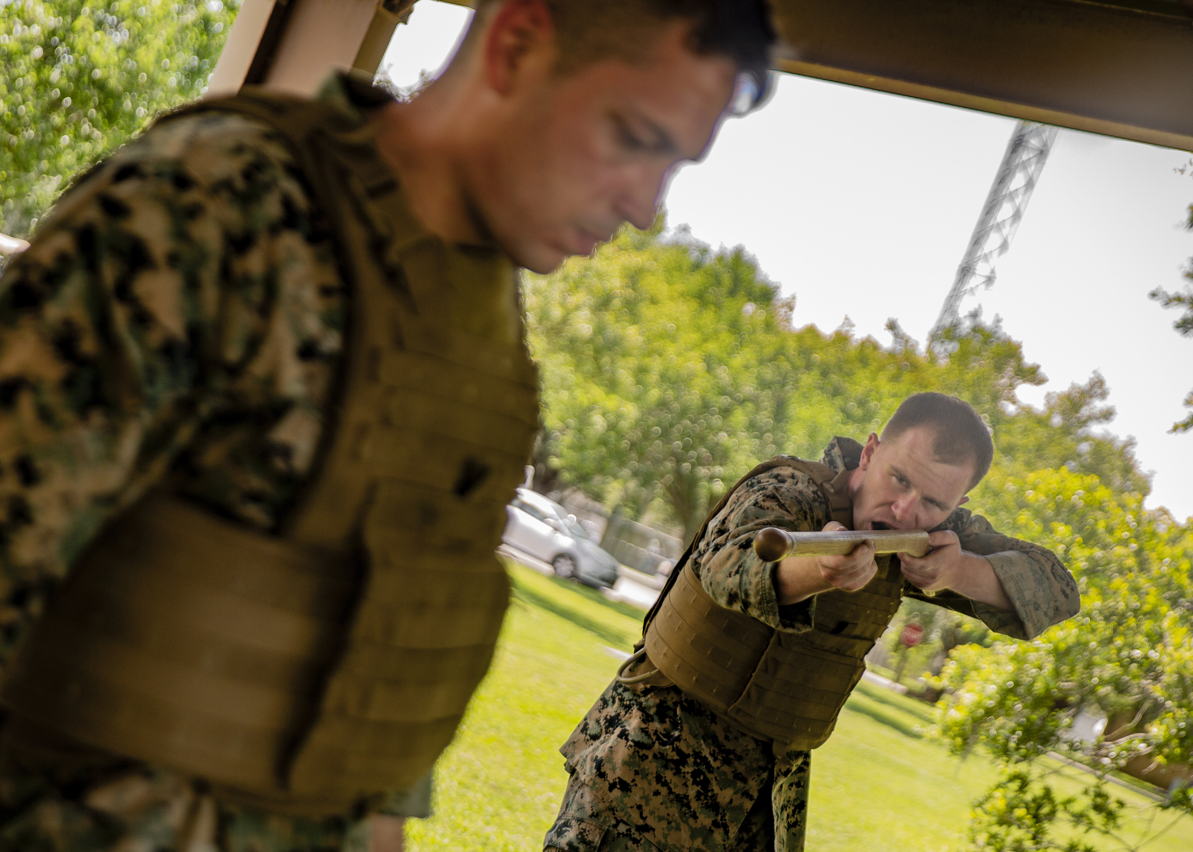 Marines with Martial Arts Instructor Course 1-19 conduct a 3-mile run