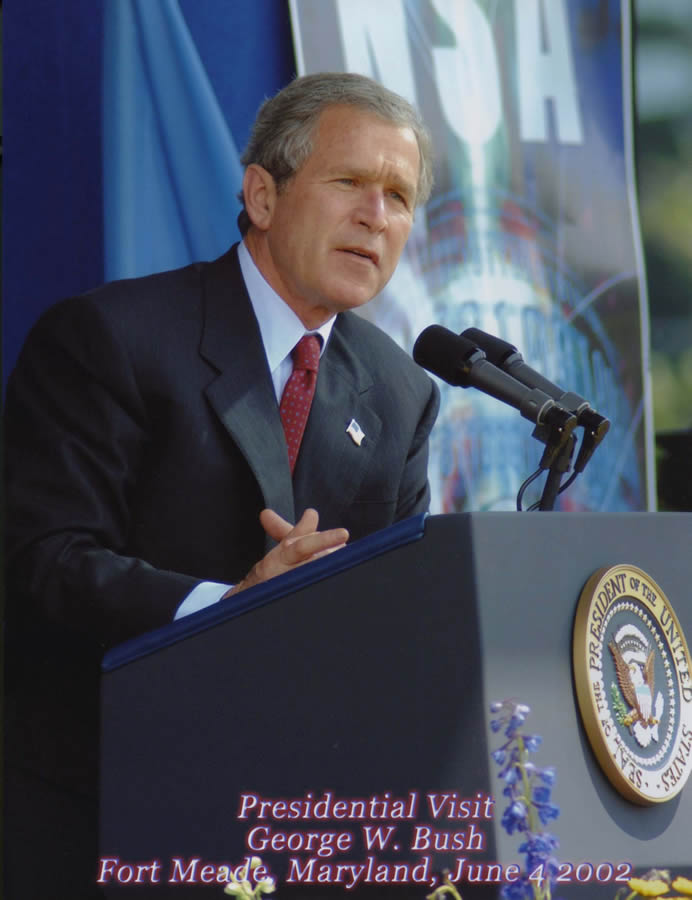 President George W. Bush delivers speech during his visit to National ...