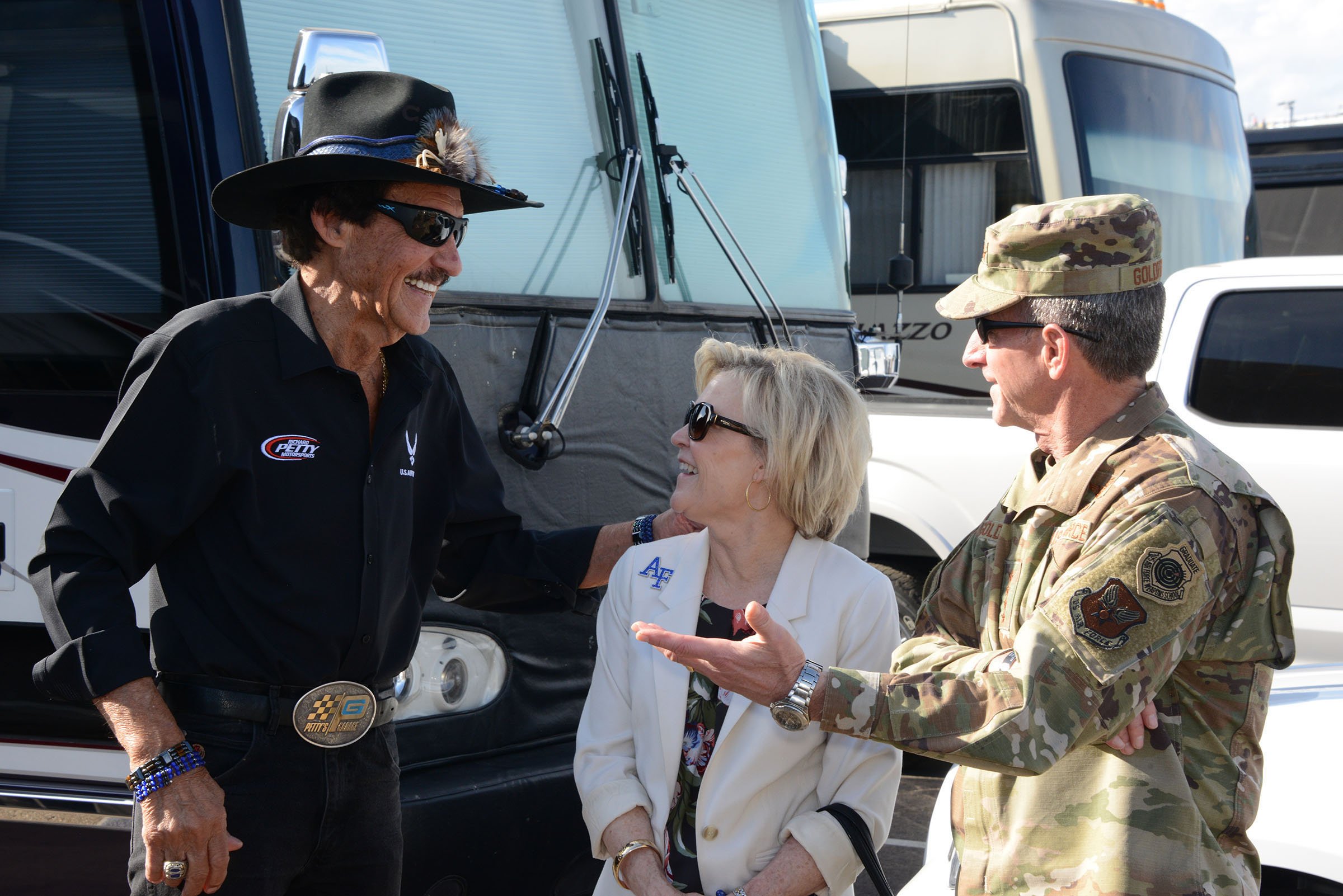 Richard Petty talks to Gen. Goldfein