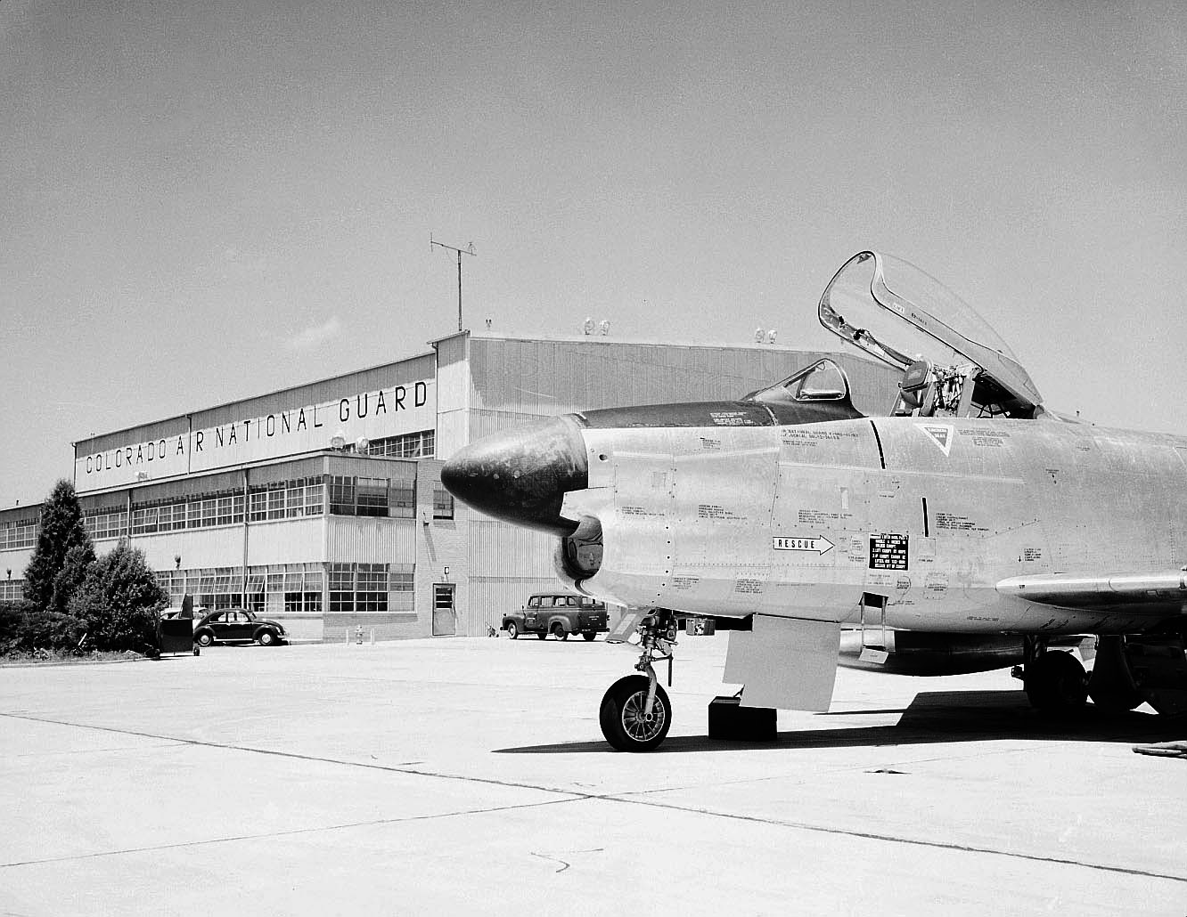 COANG F-86 aircraft on ramp at Buckley AFB, CO