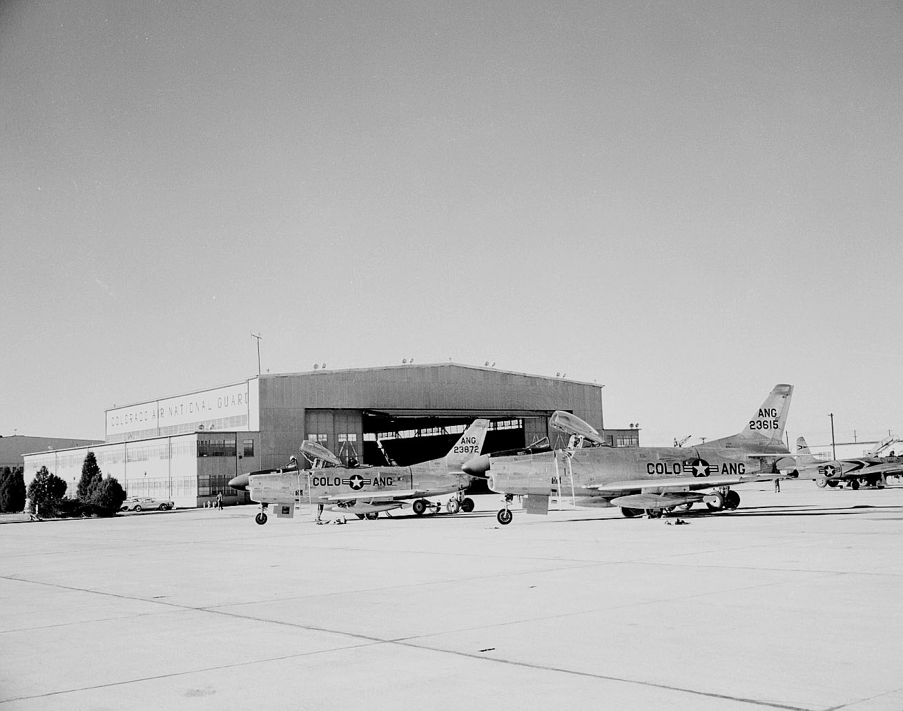 COANG F-86 aircraft on ramp at Buckley AFB, CO