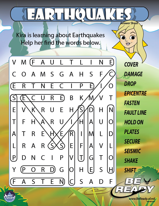 Answer Sheet on Earthquakes