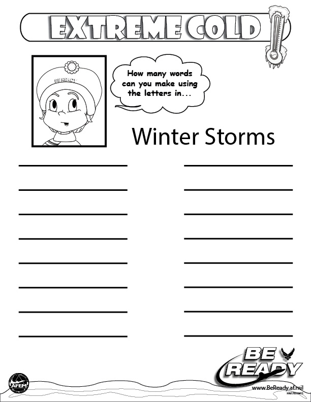 Activity Sheet on Extreme Cold for coloring