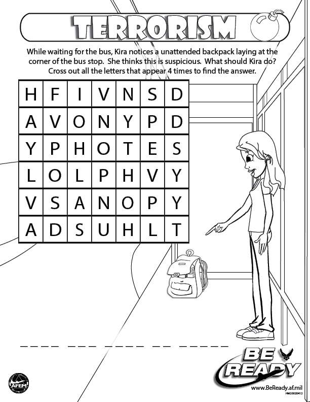 Activity Sheet on Terrorism for Coloring