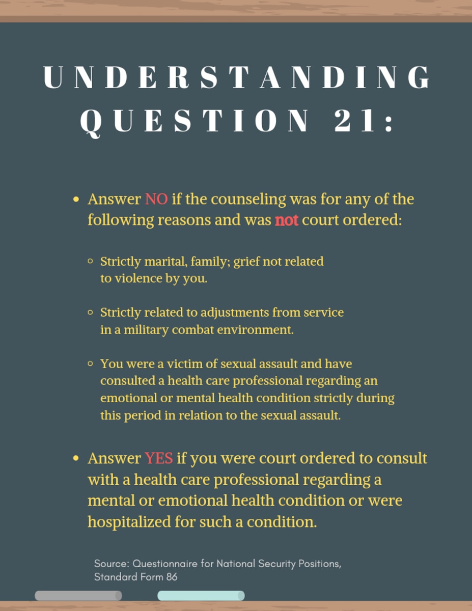 Security clearance: understanding question 21 > Air Force Test Center ...