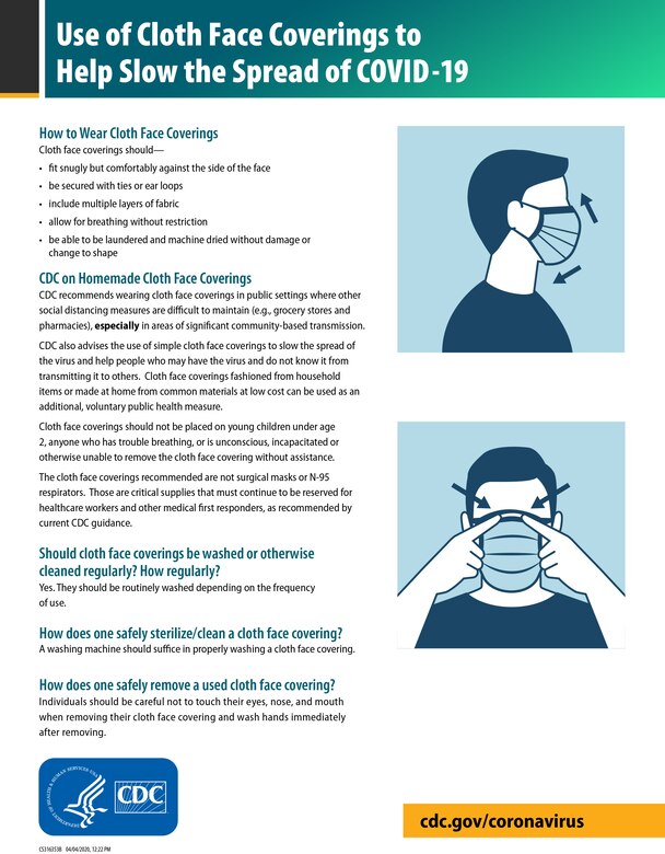 Air Force releases guidance on use of cloth face covers > Hanscom Air ...