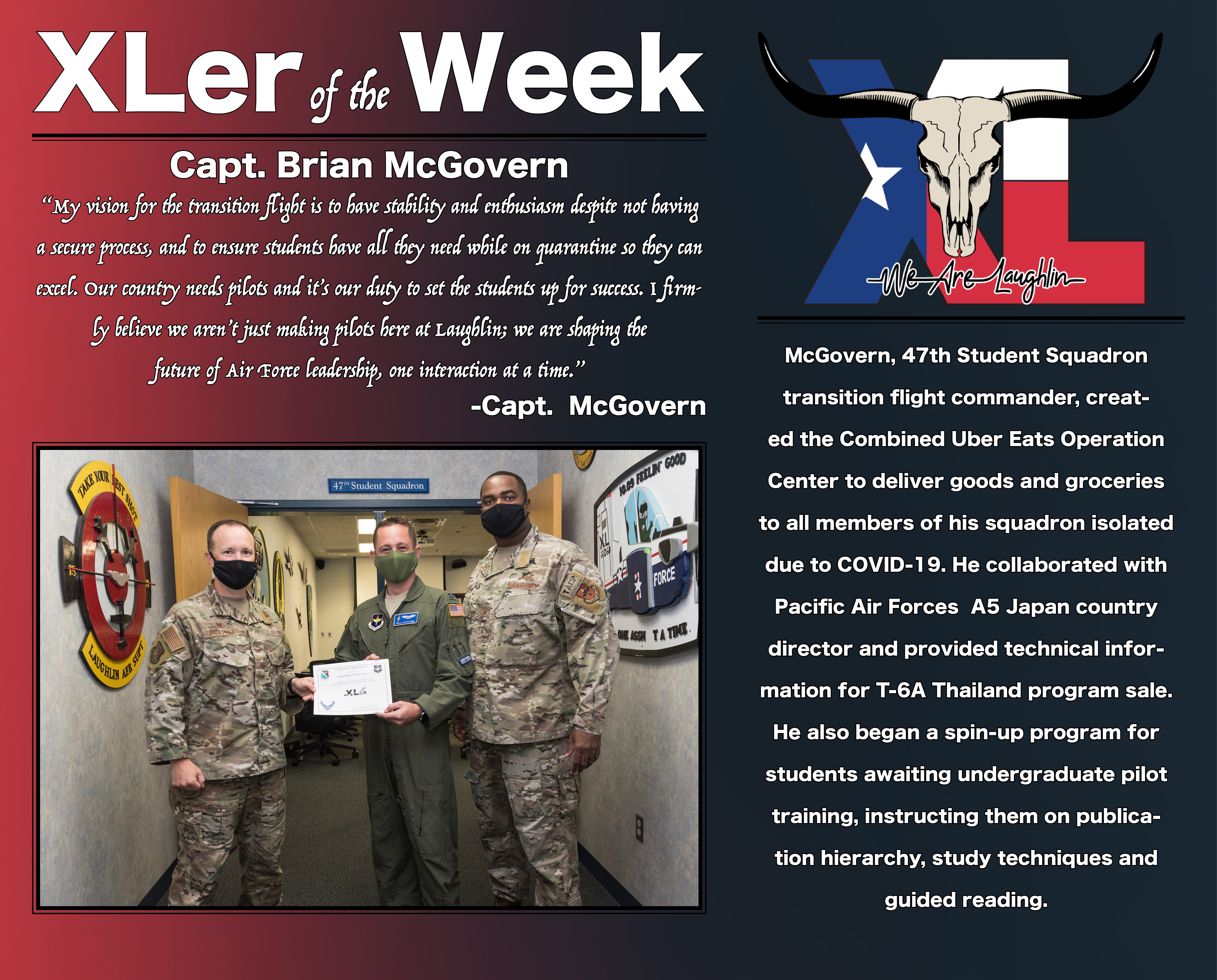 XLer of week: Capt. Brian McGovern > Laughlin Air Force Base > Display