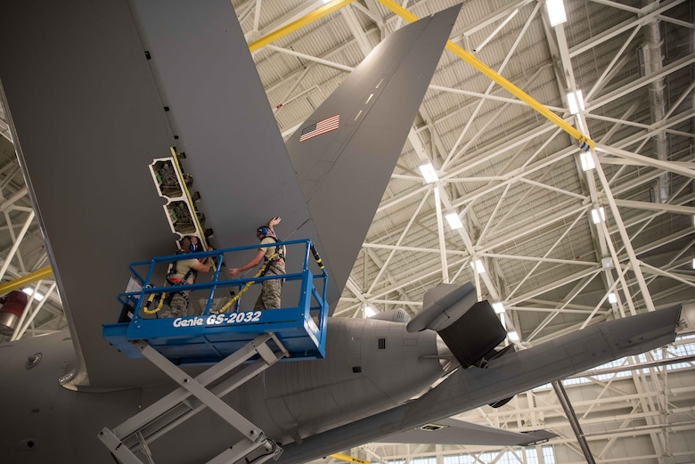 Maintainers perform A-check on KC-46 > McConnell Air Force Base > News