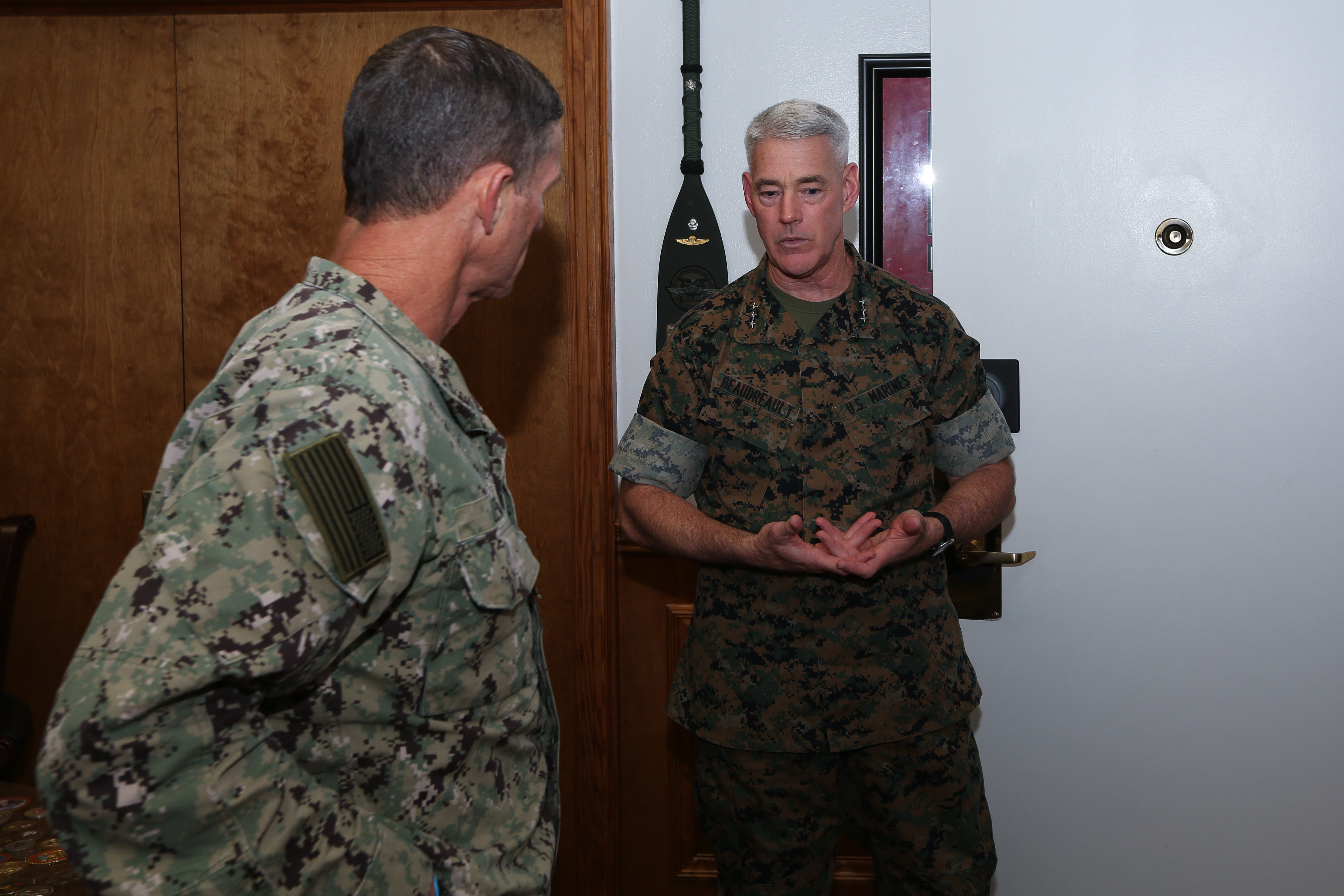 Lt. Gen. Brian Beaudreault meets with Vice Adm. Andrew Lewis, Commander ...
