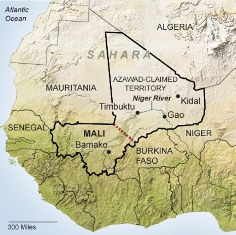 The traditional location of the Azawad