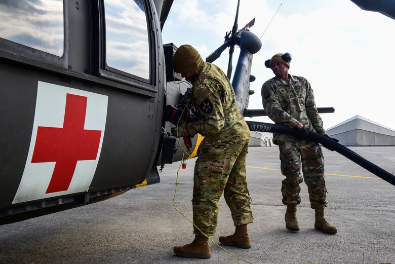 Air Force medics conduct MEDEVAC training with Army aviation battalion ...