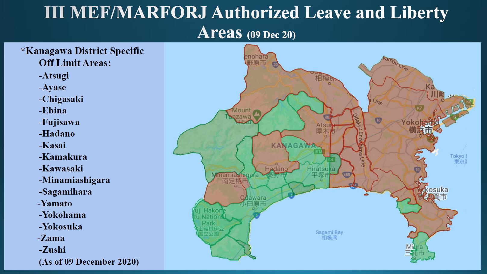 III MEF/MARFORJ Leave and Liberty Map