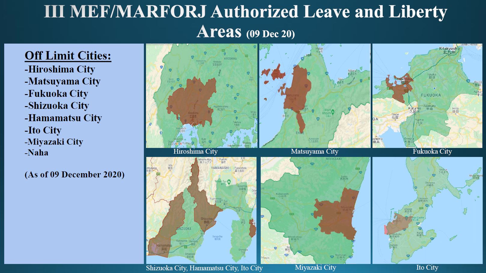 III MEF/MARFORJ Leave and Liberty Map