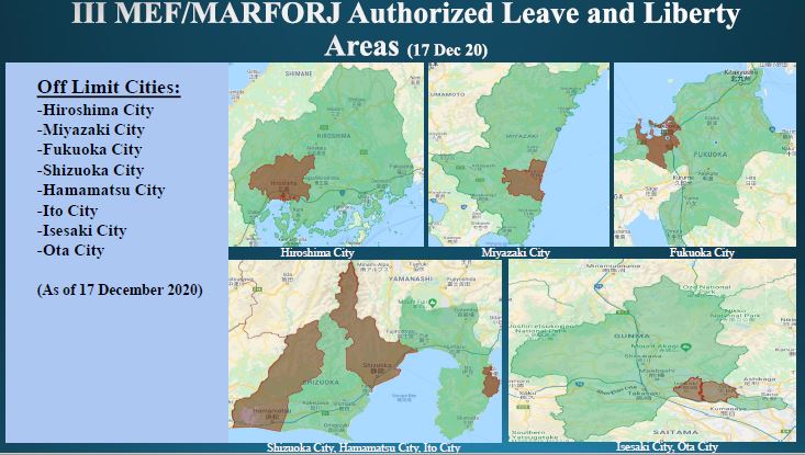 III MEF/MARFORJ Authorized Leave and Liberty Areas