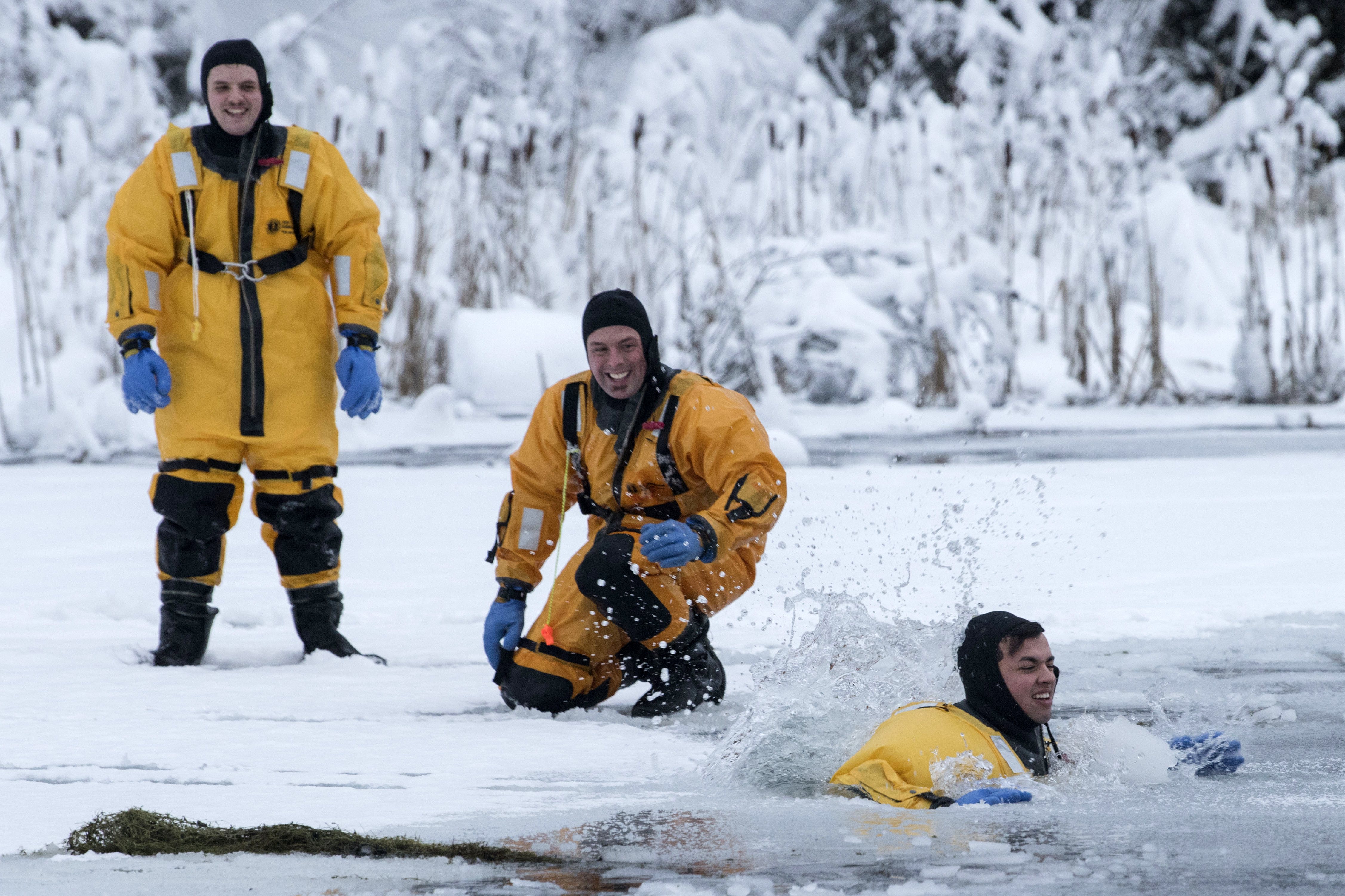 JBER firefighters conduct ice rescue training