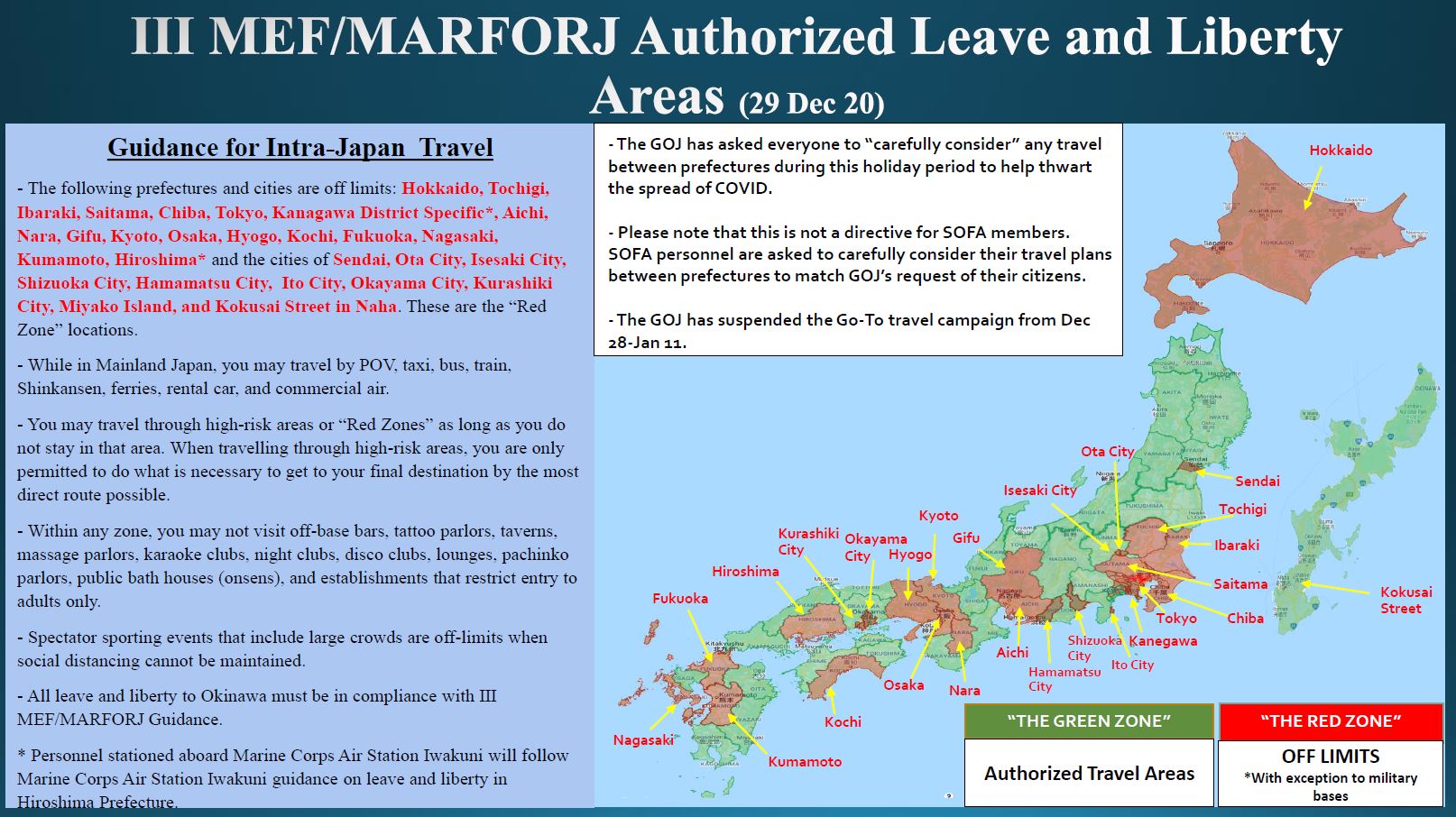 III MEF/MARFORJ Authorized Leave and Liberty Areas
