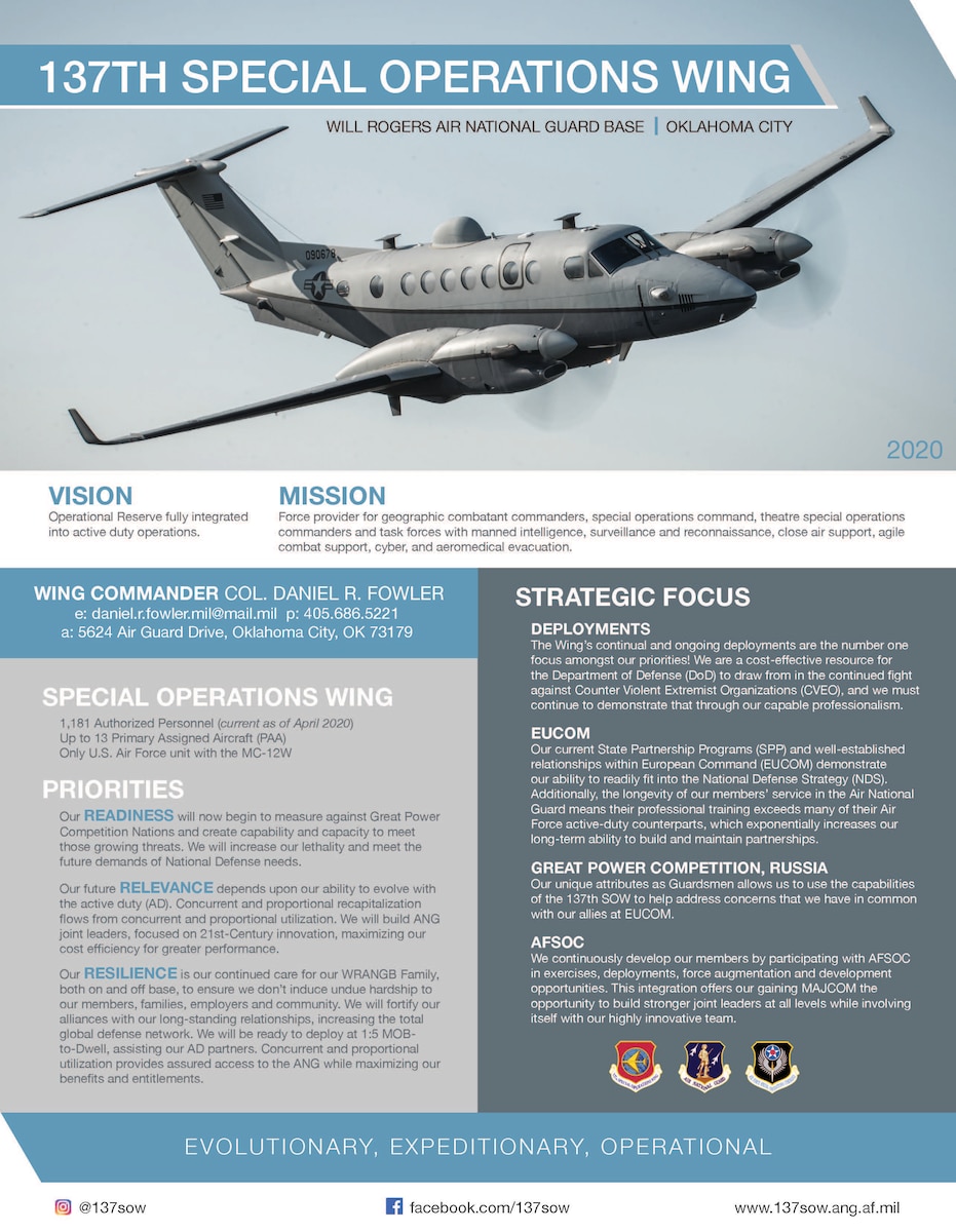 137th Special Operations Wing 2020 Fact Sheet > 137th Special ...