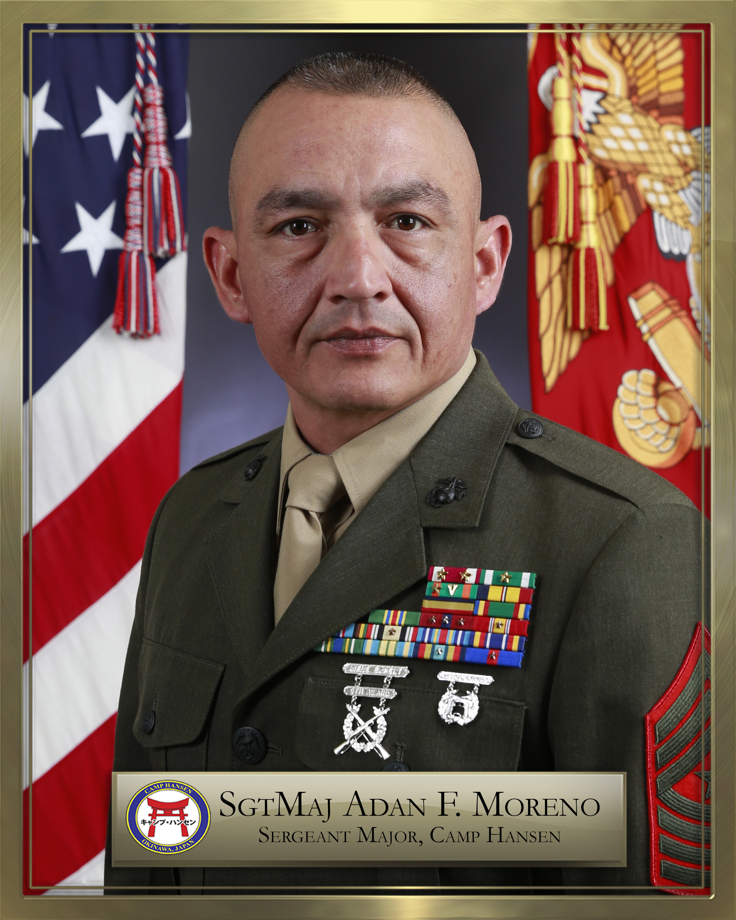 Sgt. Maj. Adan F. Moreno > Marine Corps Base Camp Butler > Biography