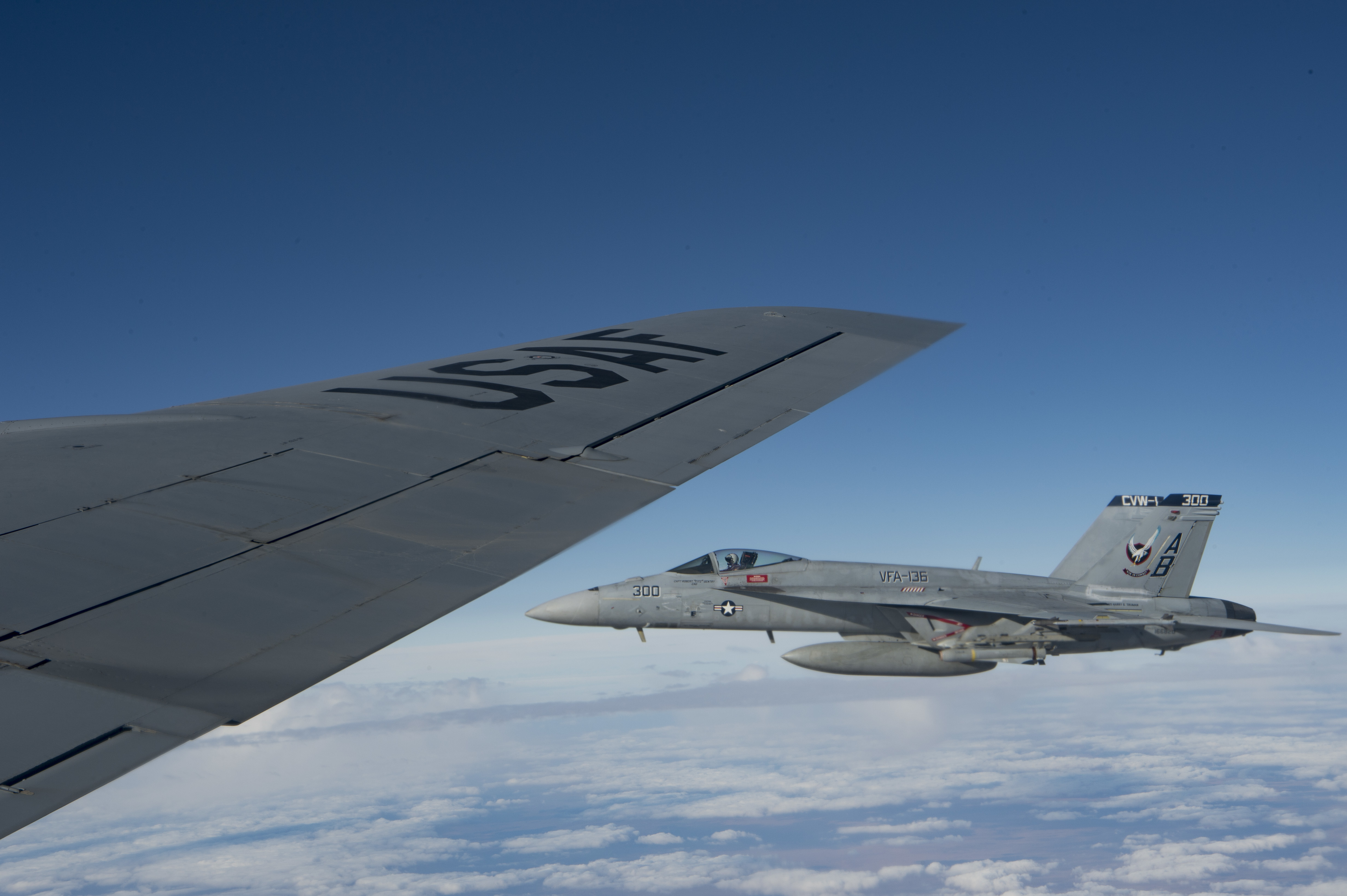USAF KC-135 conducts aerial refueling over Afghanistan